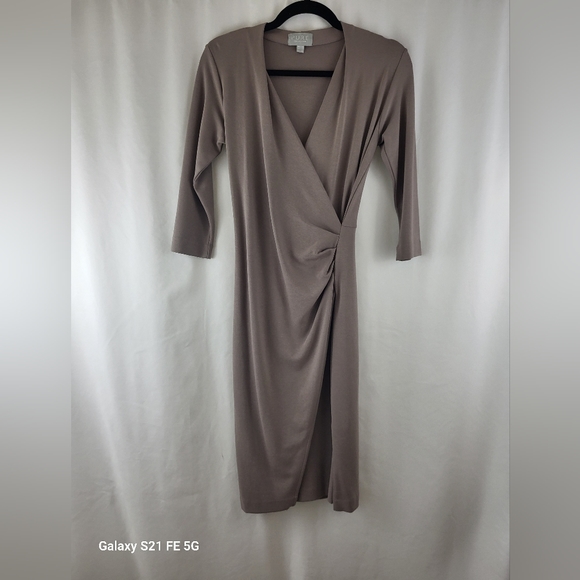 Pure Collection | Dresses | New Tan Wrap Below The Knee Midi Dress Size ...